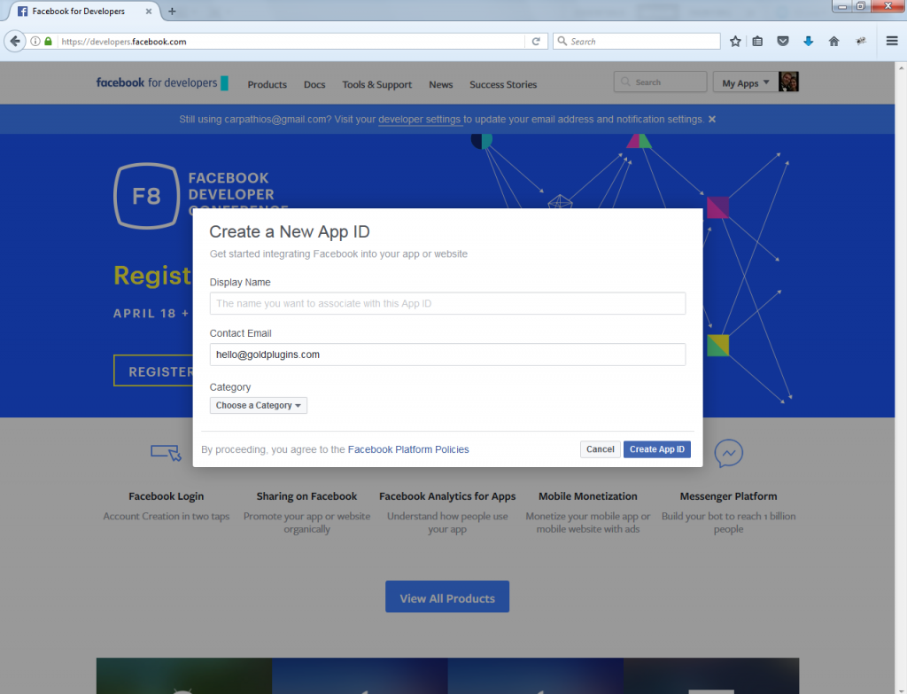 How To Get An App ID and Secret Key From Facebook | Gold Plugins